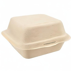 MOUYAT 100 Pack 6x6 Inch Clamshell Take out Food Containers, Single Compartment To Go Hamburger Box with Hinged Lid, Take Home containers for Kitchens, Parties, Restaurants, Food Trucks, Brown