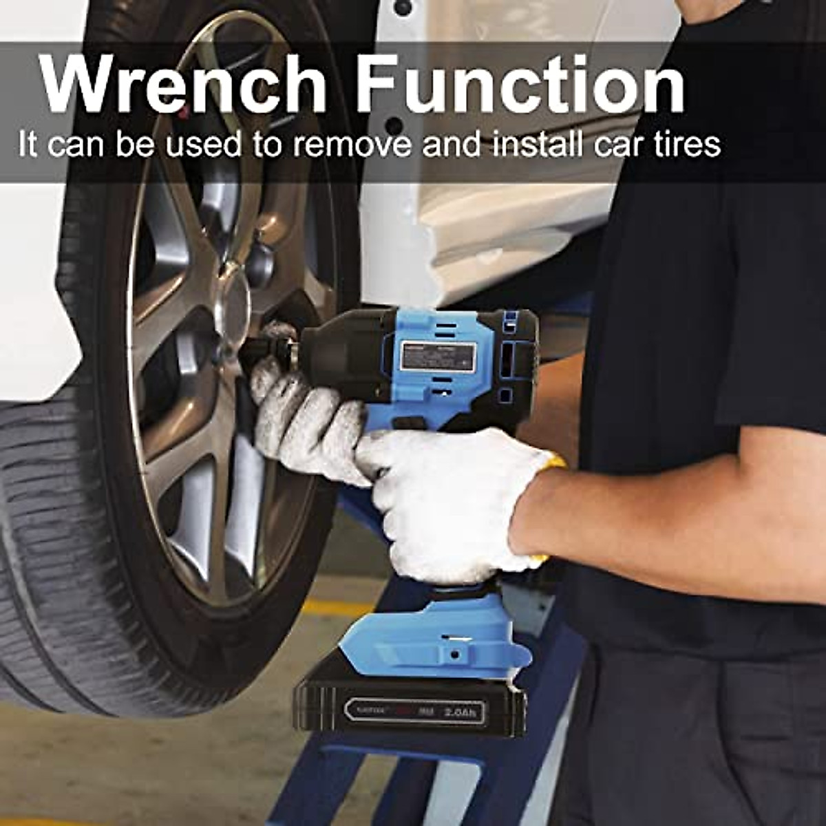 WISETOOL Cordless Impact Wrench,1/2 inch Electric Impact Wrench,Brushless Power Impact Wrench Set for Car Tires,Max Torque 260 ft-lbs,2.0A Li-ion Battery