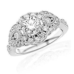 1 1/2 Carat Vintage/Antique Designer Diamond Engagement Ring (G-H Color, SI1-SI2 Clarity) 3/4 Carat Center (7)