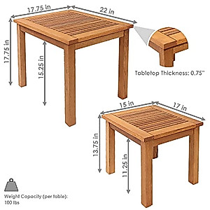 Sunnydaze Set of 2 Meranti Wood Outdoor Nesting Tables