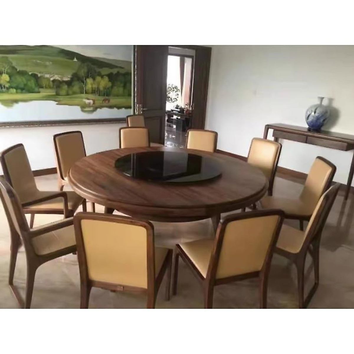 VERDDE Black/Brown Glass Lazy Susan Turntable - 24/27/30/36/40 Inch - Large Round Dining Table Rotating Tray, Scratch-resistant, Thickness 12mm. (Color : Black, Size : 70 cm (27 in))