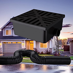 UNI-DRAIN Catch Basin Downspout Extender, Gutter Downspout with Flexible Pipe, No Deep Dig Low Profile Catch Basin 10"×10" Protect House Foundation