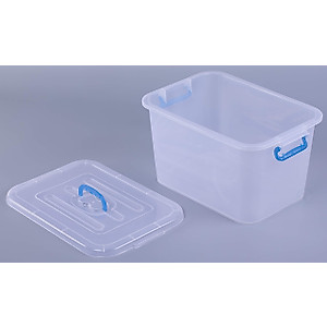 Basicwise Large Clear Storage Container With Lid and Handles, Set of 3