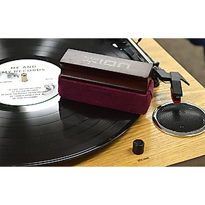 ION Audio Vinyl Alive | Vinyl Record Cleaning Kit Including Velvet Cleaning Pad With Wooden Handle & Spray Bottle With Record Cleaning Solution
