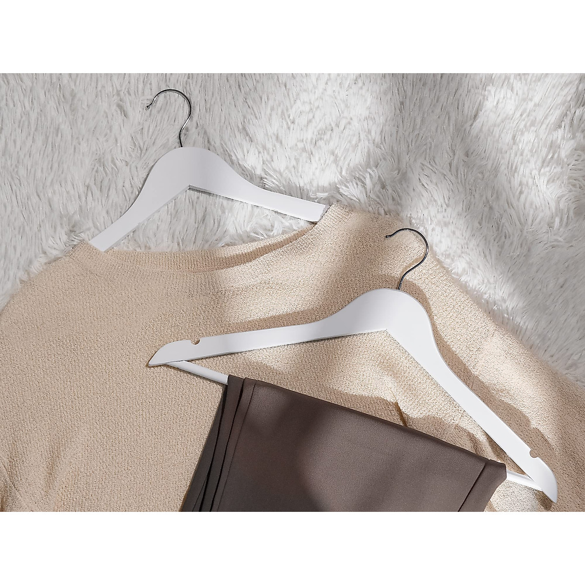 StorageWorks White Wood Hanger, Natural Wood Hangers 20 pack, White Wooden Hangers for Closet, Wooden Coat Hangers for Coats, Shirts, Bridesmaid Suits, Wedding Dress