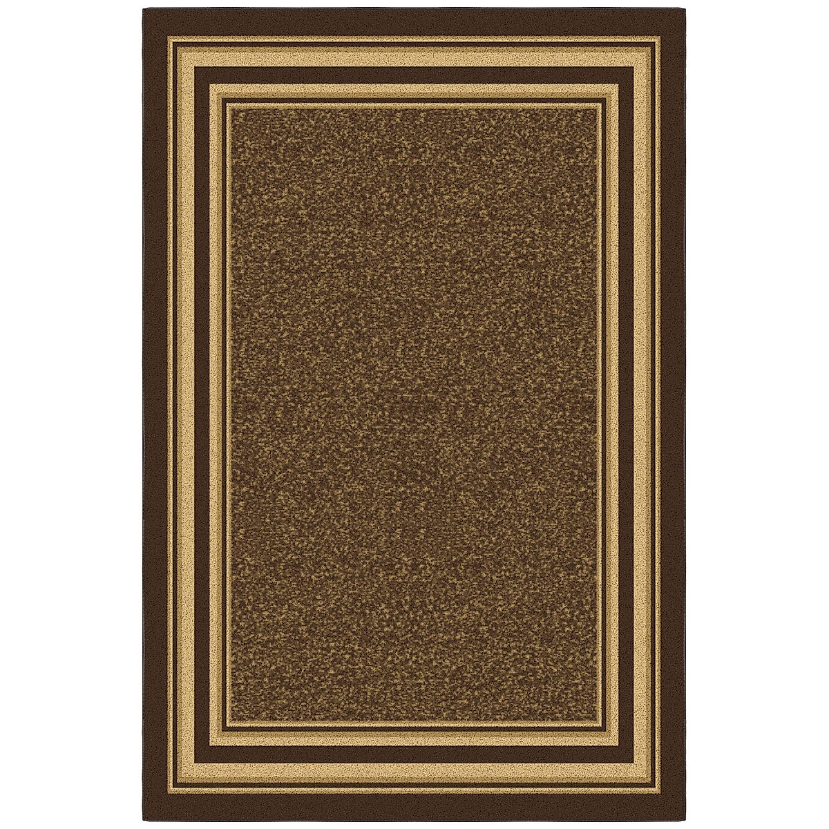 Ottomanson Ottohome Non-Slip Rubberback Bordered Design 5x7 Indoor Area Rug, 5' x 6'6", Brown