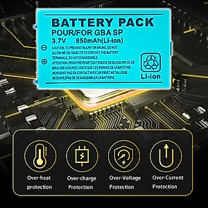 Gameboy Advance SP Battery, TFSeven 1Pcs Nintendo GBA SP Replacement Battery 850mah 3.7V Rechargeable Lithium Ion for Nintendo GBA Sp Gameboy Anvance SP