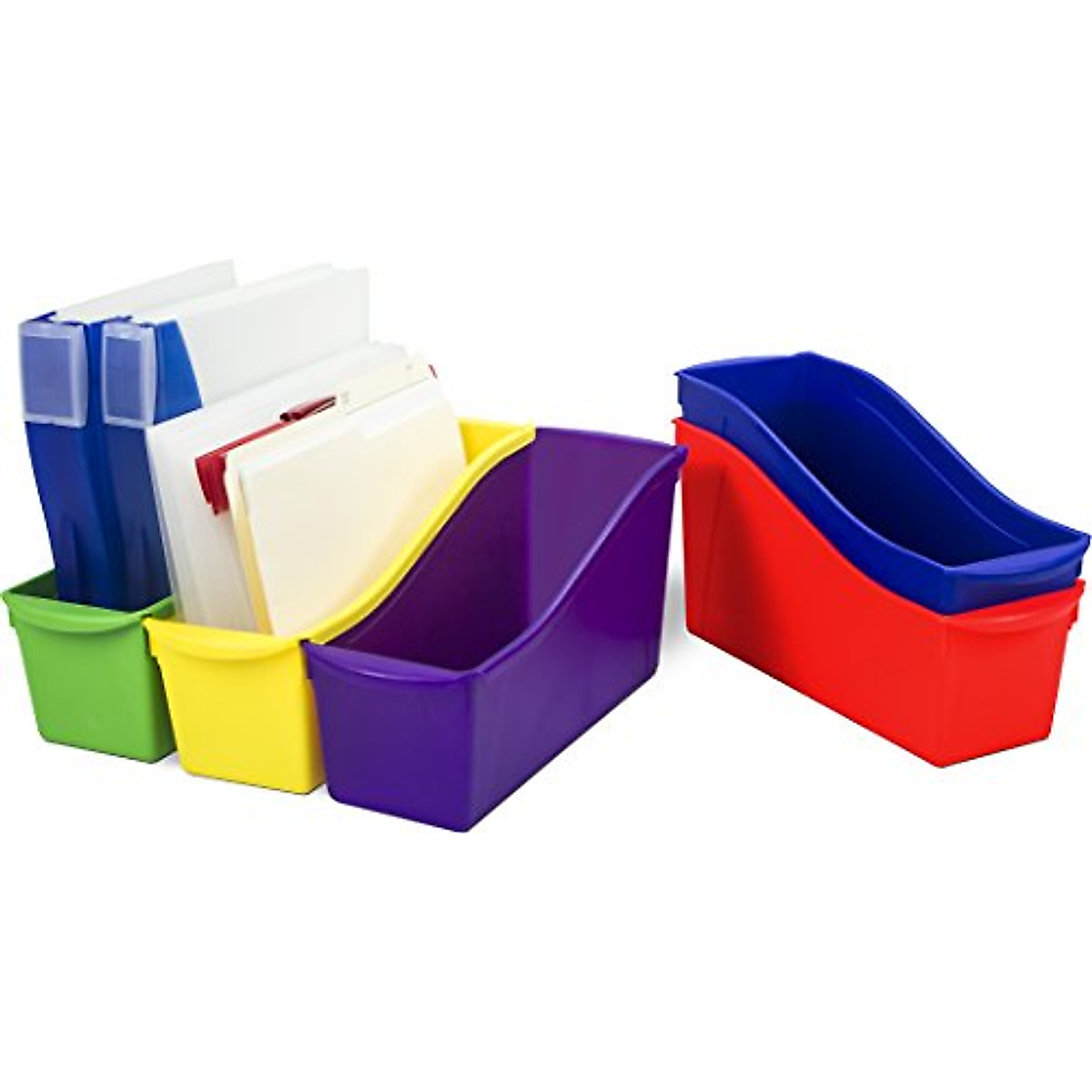 Storex Large Book Bin, Linking Storage Bin, Dry Erase Surface, 14.3 x 7 x 5.3 Inches, STEM Assortment, 30-Pack (70105A06C)