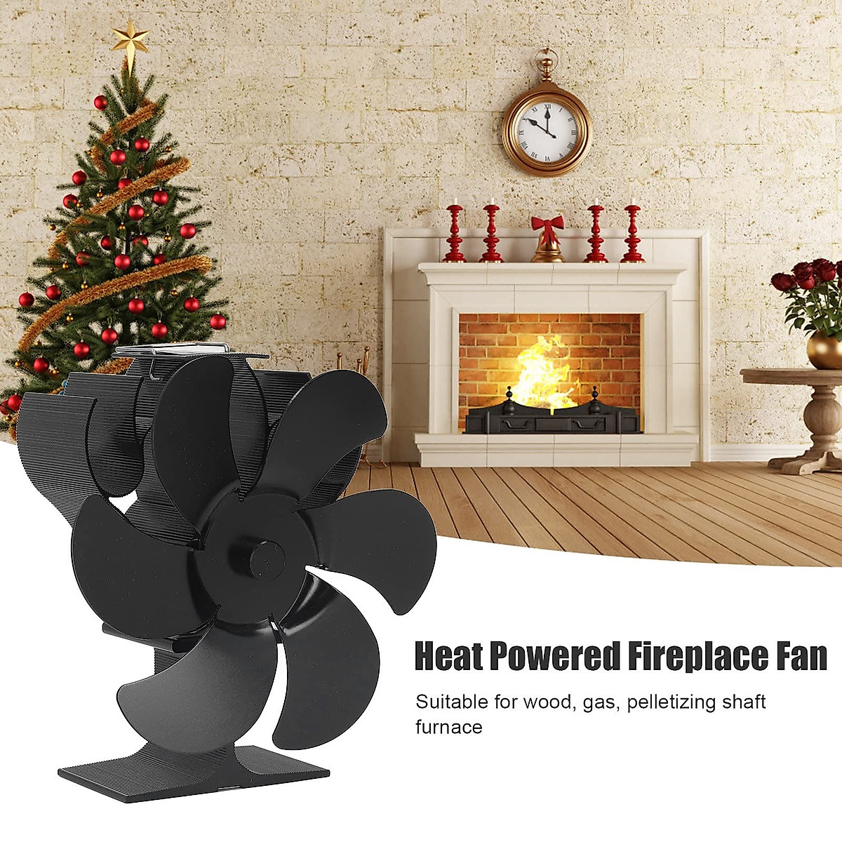Nachukan High-Temperature Resistance 6-Blade Wood Stove Fan - Heat Powered Fireplace Fan for Wood Burning Stoves - Self-Starting - Diameter 152mm
