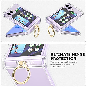 Galaxy Z Flip 5 Case with Hinge Protection Clear Samsung Flip 5 Case with Kickstand for Samsung Galaxy Z Flip 5 5G (2023) - Clear