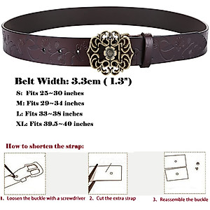 ALAIX Women's Leather Belt for Dress Jeans Belt Vintage Genuine Leather Wide Waist Belts for Women Coffee-M