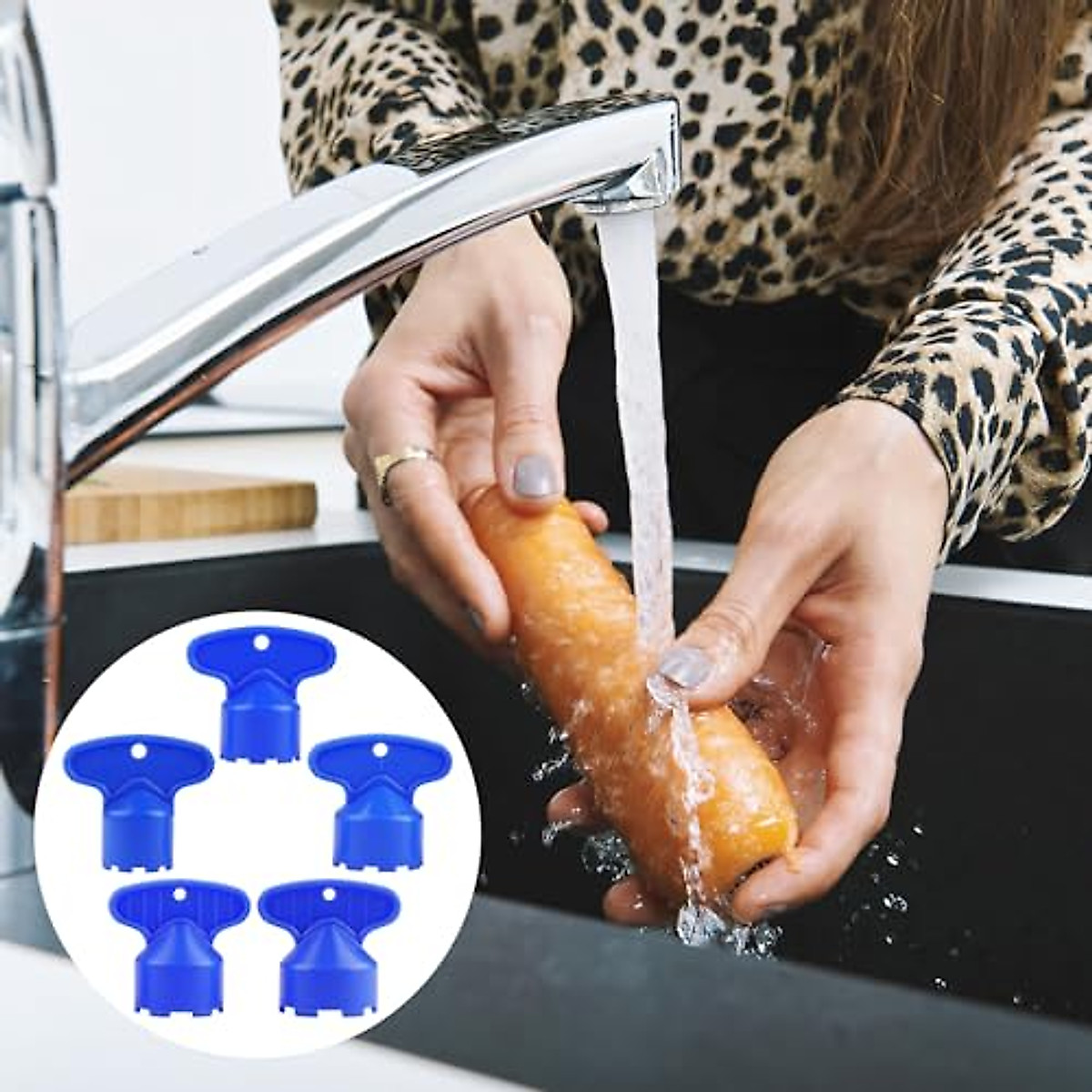 Notoke 5 PCS Faucet Aerator Removal Tools Faucet Wrench with 5 Sizes M16.5, M18.5, M21.5, M22.5, M24, Recessed Faucet Cache Aerator Key Sink Aerator Wrenches for Kitchen Bathroom Sink Faucet Aerator