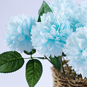 Birtlynn Artificial Chrysanthemum Ball Flowers, 10pcs Silk Faux Flowers Bouquet, Present and DIY Decoration for Home Office Coffee House Parties Garden Wedding Christmas-Blue