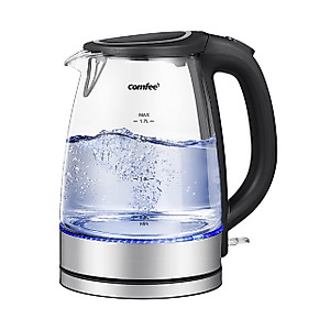 COMFEE' Rice Cooker Small, 8 Cups Cooked(4 Cups Uncooked) 6-in-1 Stainless Steel Multi Cooker, Slow Cooker, Steamer & COMFEE' Glass Electric Tea Kettle & Hot Water Boiler, 1.7L Bundle