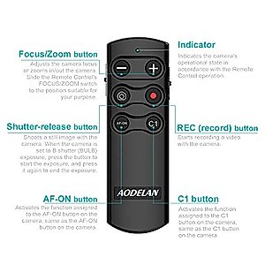 AODELAN Camera Remote Control Remote Shutter Commander for Sony ZV-E10,FX3,A1,a6100, a6400, a6600, a7C, a7 III, a7R III, a7R IV, a9, a9 II, DSC-RX0 II, DSC-RX100 VII, ZV-1; Replace Sony RMT-P1BT