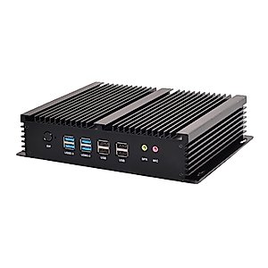 HUNSN Fanless Industrial PC, Mini Computer, I3 4005U 4010U 4030U, Windows 11 / Linux Ubuntu, IM04, 2 x HDMI, 2 x LAN, 6 x COM, 4 x USB3.0, 4 x USB2.0, 8G RAM, 128G SSD