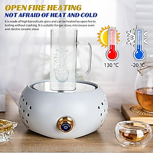 Hemoton Drinking Glasses with Wood Lids Beverage Tumbler Cup with 400ml Water with Handle Juice Cups Tall Drinking Glasses for Juice Milk Smoothie Coffee