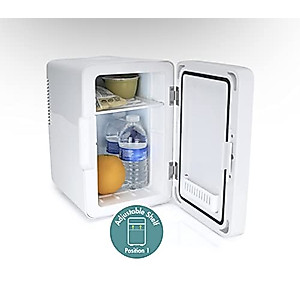 Personal Chiller LED Lighted Mini Fridge with Mirror Door Refrigerator, White