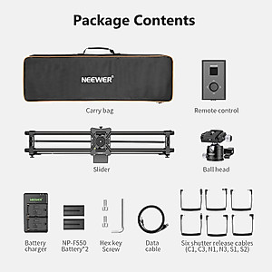 NEEWER Motorized Camera Slider, 31.5"/80cm Carbon Fiber Dolly Rail Slider with Remote Control, Support Video Mode, Time Lapse Photography, Horizontal, Tracking and 120° Panoramic Shooting (VS-80CC)
