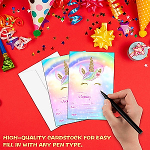 Unicorn Birthday Party Invitation, Magical Unicorn Themed Fill-In Invites for Men & Women, 20 Invitations With Envelopes (4" X 6"), Adults Rainbow Party Favors Decorations and Supplies -30