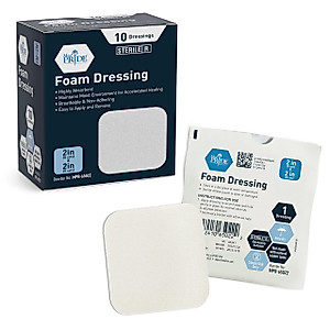 MED PRIDE Foam Dressings -10 Pack, 6'' x 6'' - Sterile, Hydrophilic, Highly Absorbent- Soft, Non-Adhesive Pads, Waterproof Dressing for Wound Care & Ulcers, Post Op Trauma + Injuries