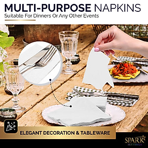 Amcrate Big Party Pack 40 Count White Dinner Napkins Tableware- Ideal for Wedding, Party, Birthday, Dinner, Lunch, Cocktails. (7” x 7”)