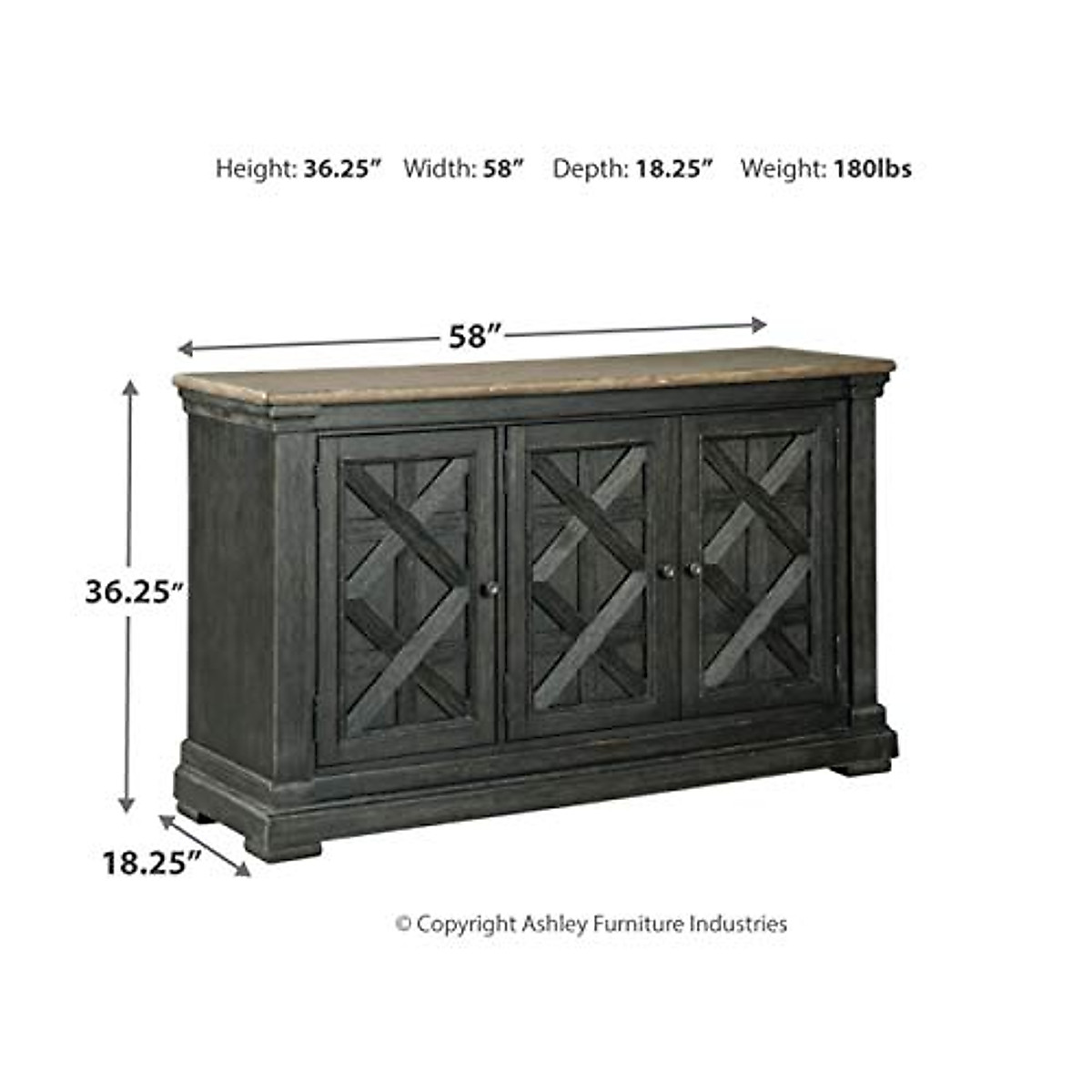 Signature Design by Ashley Tyler Creek Urban Farmhouse Dining-Room Buffet or Server, Almost Black