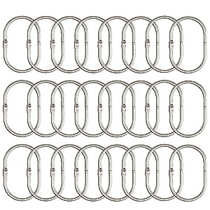 TCMAO 24 Pack Shower Curtain Hooks, Rustproof Decorative Shower Curtain Rings Metal Wide Oval Shower Hooks for Bathroom Shower Rod (Nickel)