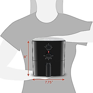 Elite Gourmet EAF-3218 Personal 1.1Qt. Compact Space Saving Electric Hot Air Fryer Oil-Less Healthy Cooker, Timer & Temperature Controls