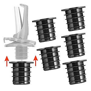 Liquor Pourer Adapters 6 Pk - Adapt Any Liquor or Oil Pourer Spout into a Large Liquor Pourer - Fits Extra Large Bottles up to 1 Inch / 25mm Neck