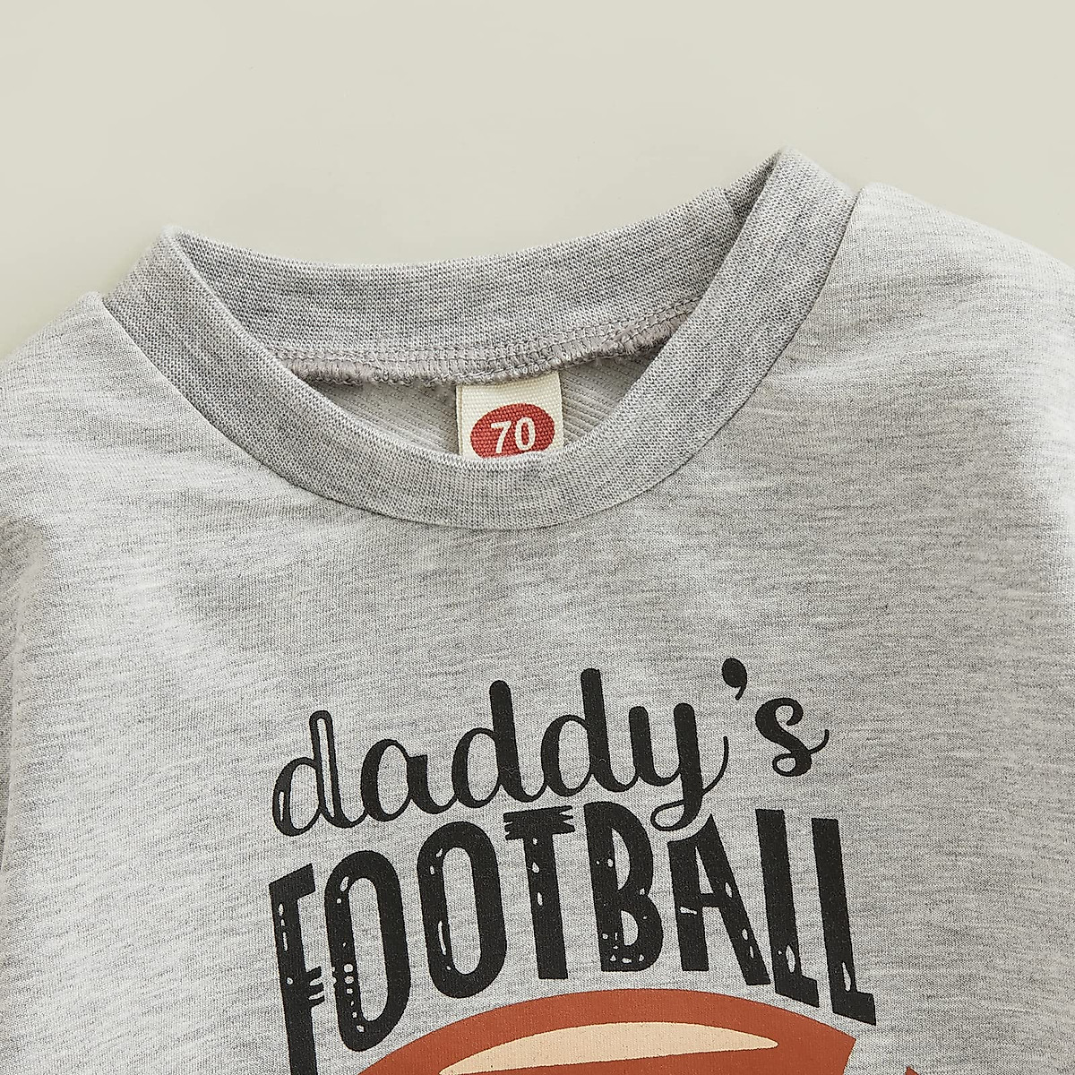 YOKJZJD Newborn Infant Baby Boy Girl Football with Daddy Romper Sweatshirt Long Sleeve T-Shirt Bodysuit Fall Winter Outfits (Gray, 0-6 Months)
