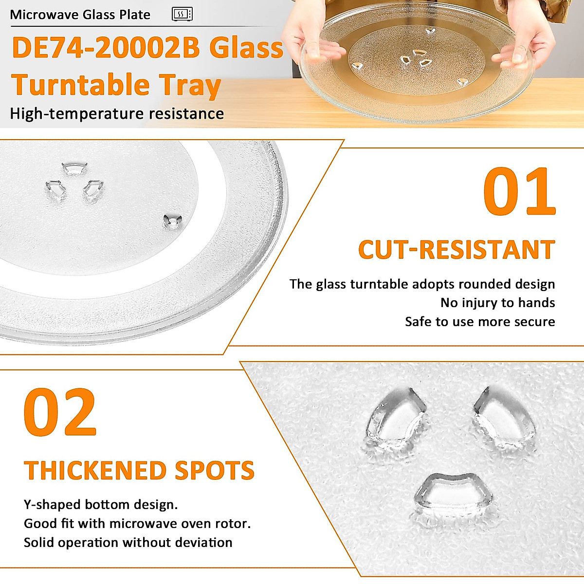 14 1/8 Inch Microwave Glass Plate Replacement Compatible with G.E Sam.sung Microwave Replace DE74-20002B WB49X10063 DE74-20002A DE74-20002D WB39X10038 WB49X10096