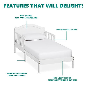 Dream On Me Sydney Toddler Bed in White, Greenguard Gold Certified, JPMA Certified, Low To Floor Design, Non-Toxic Finish, Safety Rails, Made Of Pinewood