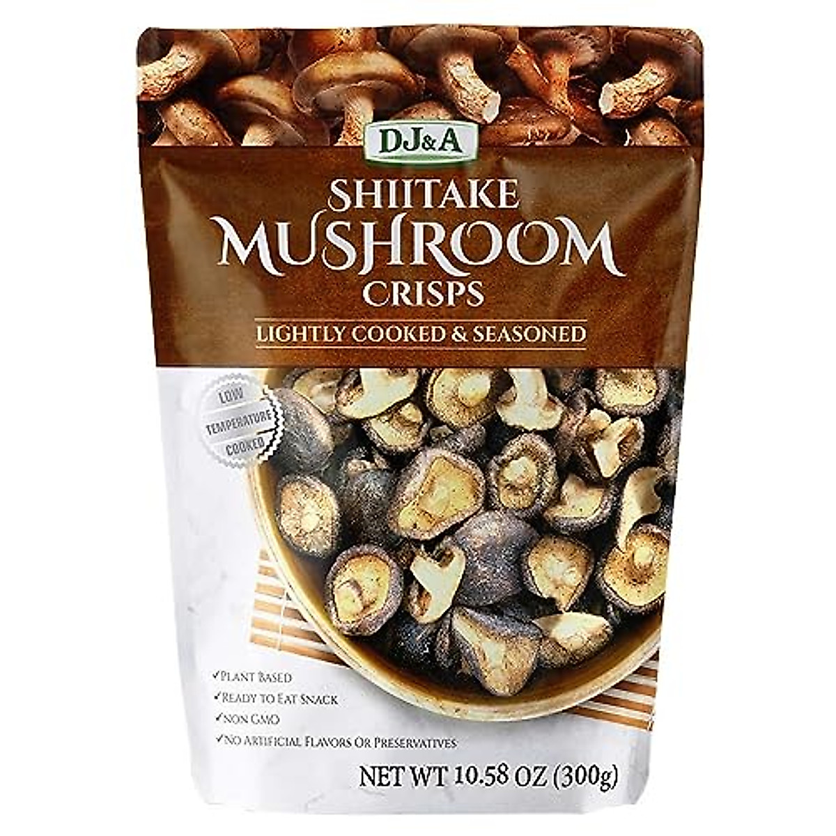 DJ&A Shiitake Mushroom Crisps - Lightly Cooked and Seasoned 10.28 Ounce (10.58 Ounce)