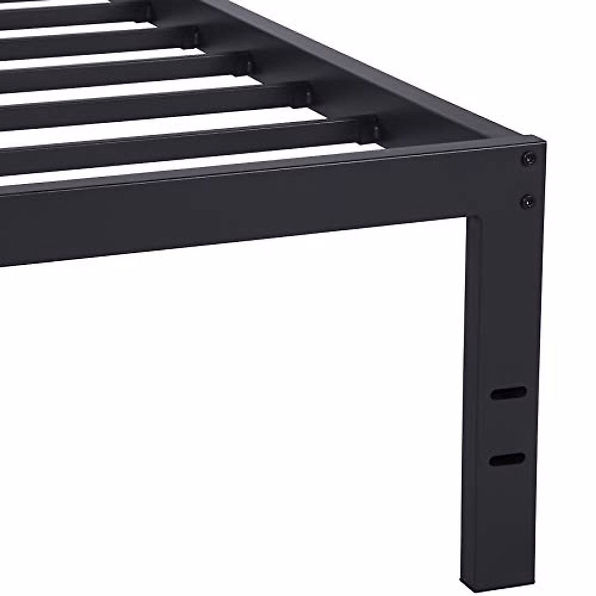 PrimaSleep 18 Inch Tall Metal Bed Frame/Dura Steel Slat/Anti-Slip Support/No Box Spring Needed, Queen, Black