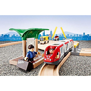 BRIO World - 33209 Rail & Road Travel Set | 33 Piece Train Toy with Accessories and Wooden Tracks for Kids Ages 3 and Up