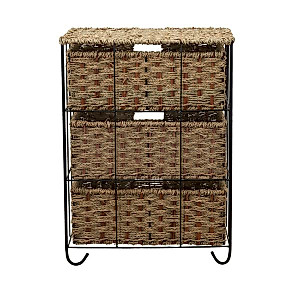 Household Essentials ML-5715 Woven Wicker Storage Side Table | 3 Drawers