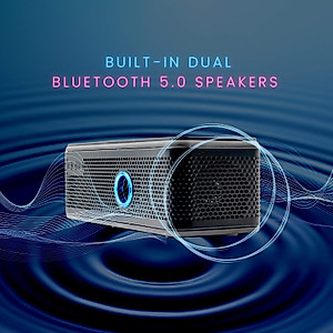 AAXA BP1 Speaker Projector – Bluetooth 5.0, 1080P Support Battery Power Bank, Up to 6 Hour Projection or 24 Hours Playtime, USB-C Mirroring, Onboard Media Player, HDMI, DLP Portable Mini LED Projector