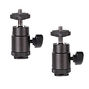 QYXINC Mini Ball Head Hot Shoe Mount with 1/4 inch Adapter Screw for DSLR Camera, Monitor, Camcorder, Flash Light, Tripod, Light Stand (4 Pack)