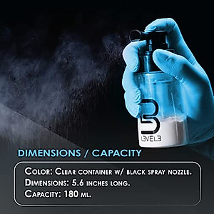 L3 Level 3 Powder Bottle Spray - for Applying Talc and Powder - Barber Supplies and Accessories - Comfortable to Hold and Spray - Level Three Spray Container, Black, Clear