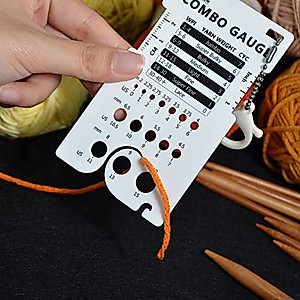 UPTTHOW Knitting Needle Gauge Spinning Control Card Multifunctional Combo Ruler for Spinners Yarn Measuring Tools WPI Guide Gauge Crochet Accessories
