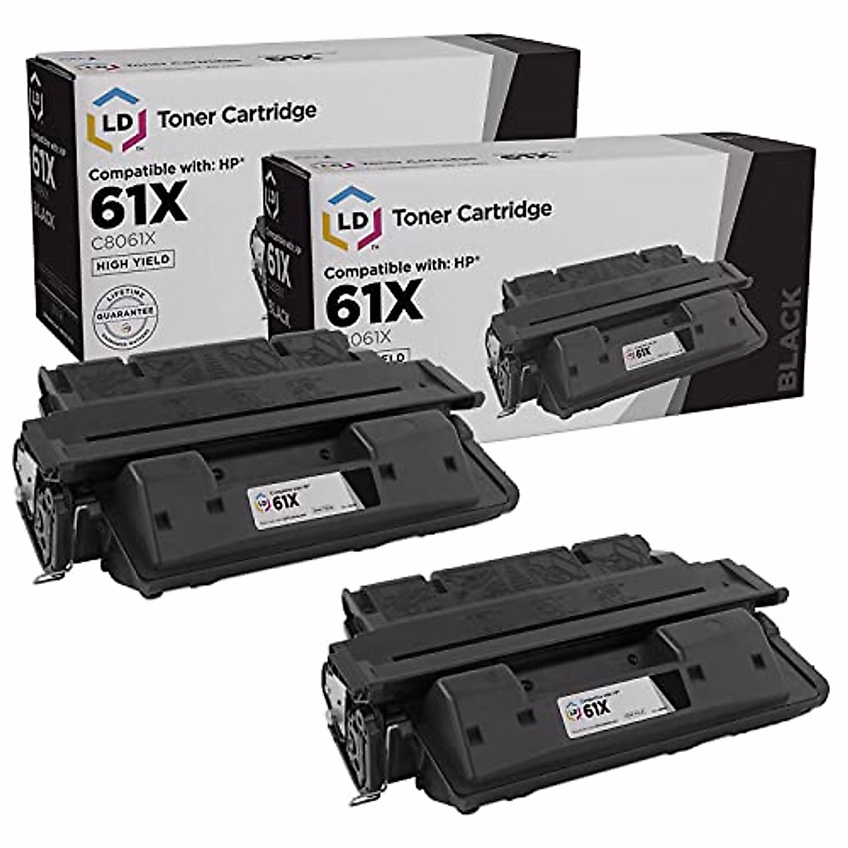 LD Products Remanufactured Toner Cartridge Replacement for HP 61X C8061X High Yield (Black, 2-Pack)