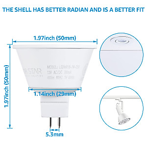 TORCHSTAR MR16 LED Bulb Dimmable, Aluminum, 12V 7W, GU5.3 Bi-Pin Base MR16 LED Spotlight, UL & ES Listed, LED MR16 Light Bulbs for Recessed Track Lighting, 3000K Warm White, Pack of 6