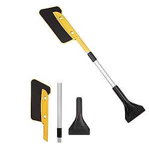 Kwak's Extendable Long Ice Scraper, ABS Snow Brushes for Car SUVs Truck Windscreen Scraper Snow Shovel Windshield Scraper for Car Van SUV with a Black Storage Bag Car Winter Accessories (1pcs)