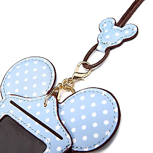 JOSEKO Women Cute Animal Shape Neck Bag Wave Dot Card Holder Lanyard Wallet Coin Purse Sky Blue 5.51''x 0.59''x 2.95''(L x W x H)