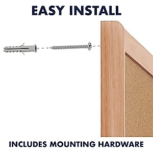 Quartet Cork Board Bulletin Board, 2' x 3' Framed Corkboard, Oak Frame, Decorative Hanging Pin Board, Perfect for Office & Home Decor, Home School Message Board or Vision Board (35-380352)