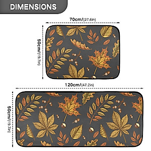 Emelivor Autumn Fall Kitchen Mat Set of 2 Anti-Fatigue Kitchen Rug Set Non Slip Cushioned Heavy Duty Memory Foam Kitchen Rugs and Mats Comfort Mat for Farmhouse Doormat Laundry