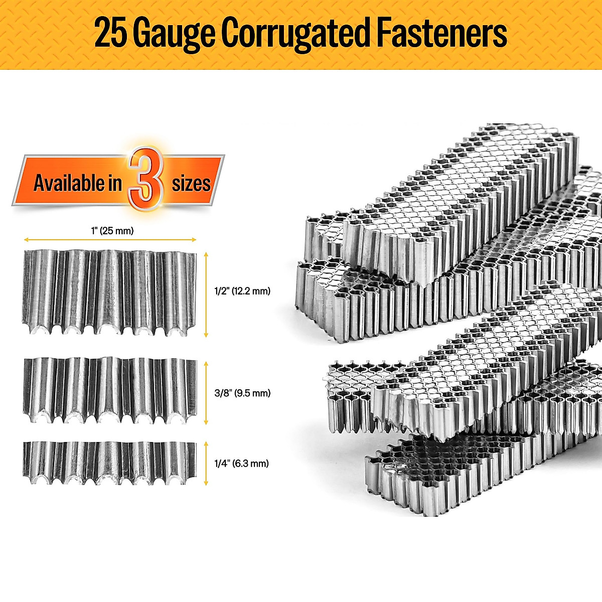 meite Corrugated Fasteners MC114 25 Gauge 1-Inch Crown 1/4-Inch Length Corrugated W Fastener Staples (1,000 PCS)