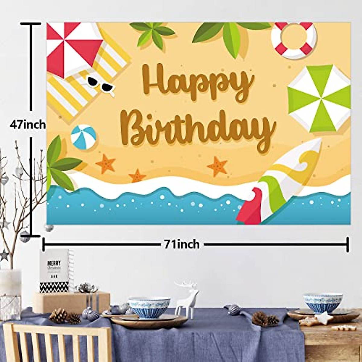 Hawaiian Aloha Party Decorations Happy Birthday Beach Theme Party Decorations Backdrop Summer Luau Beach Party Decorations Summer Banner Surfboard Party Decorations Tropical Tiki Theme Party Supplies