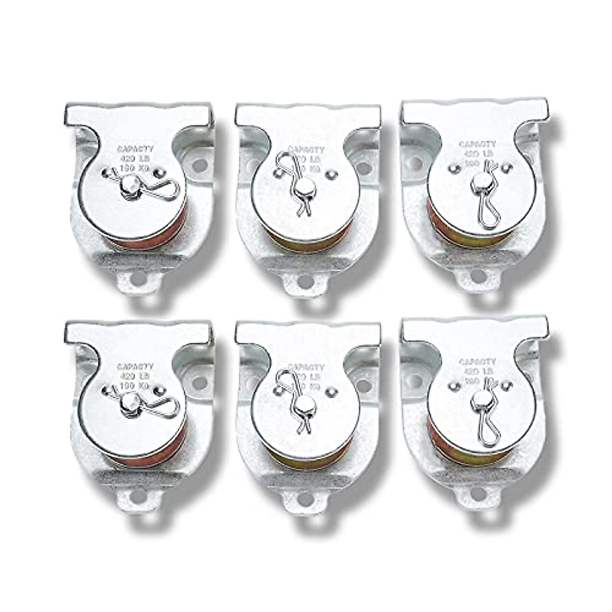 AuInn Ceiling Mount Single Pulley 1-1/2 Inch Wall Mount Pulley Ceiling Pulley for 3/8" Wire or Rope, Pack of 6